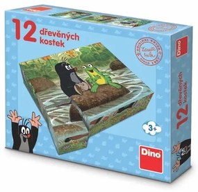 Dino Dřevěné kostky Krtek a zvířátka 12 ks