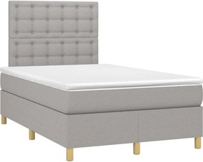 Box spring postel s matrací a LED světle šedá 120x200 cm textil 3135741