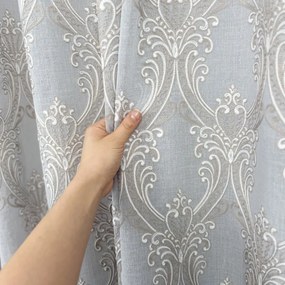 Voálová Luxusní vyšívaná záclona Versailles  White and Beige metráž Ervi 3634-15