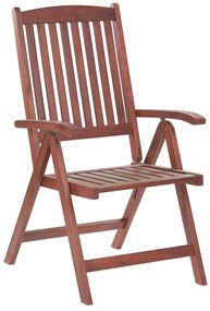 Sada 2 dřevěných zahradních židlí s béžově šedými polštáři TOSCANA Beliani