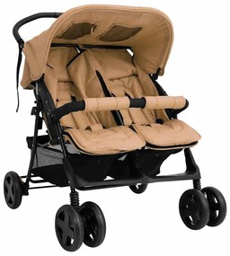 Dvojitý kočárek taupe ocel 10343