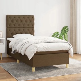 Box Spring Postel S Matrací Textil Tmavě Hnědá Prošívaný design 80 x 200