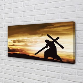 Obrazy na plátně Jesus cross západ slunce 125x50 cm