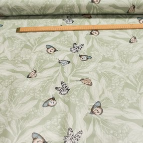 Bonita ubrus PVC s textilním podkladem 4W2/05 motýli na zelené, š.140cm (metráž), š.140cm (metráž)
