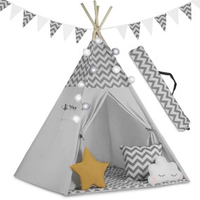 Dětský stan Tepee se světlem Nukido - šedý