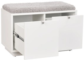 Rowico bílá lavice s úložným prostorem CONFETTI a šedým sedákem 70 cm 103756