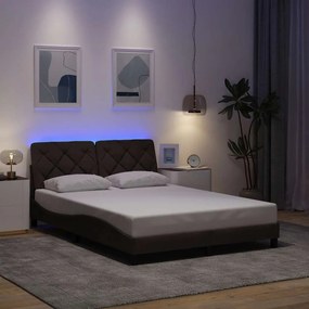 Rám postele s LED bez matrace Tmavě hnědá 120x200 cm Látka 3310660