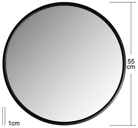 LOFTIKA 55 cm Kulaté nástěnné zrcadlo v černém rámu