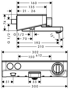 Hansgrohe ShowerTablet Select, termostatická vanová baterie 300, chromová, 13151000