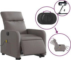 Elektrické zvedací masážní polohovací křeslo taupe textil 3206733