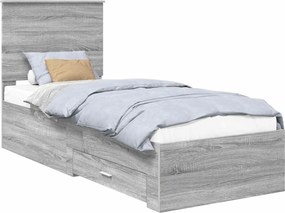 Rám postele Šedý Sonoma a stříbrná 70 x 190 cm Kompozitní dřevo 3411373