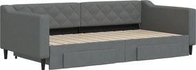 Válenda s přistýlkou a zásuvkami tmavě šedá 100 x 200 cm textil 3197468