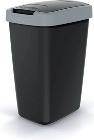 Odpadkový koš s barevným víkem, 12 l, šedá / černá