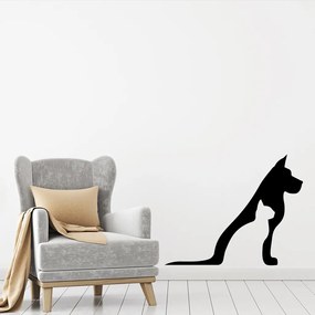 Živá Zeď Samolepka na zeď Pes s kočkou Barva: černá