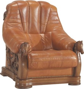 Casarredo - Komfort nábytek Rustikální křeslo OTAKAR kůže | potah: kůže Cappuccino,barva: moření 01 bílá