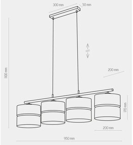 Lustr na lanku HILTON 4xE27/15W/230V mosaz/černá