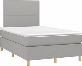 Box spring postel s matrací a LED světle šedá 120x190 cm textil 3270232