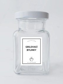 Samolepka na kořenky GRILOVACÍ BYLINKY bílá 3 × 4 cm tučné písmo