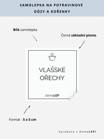 VLAŠSKÉ OŘECHY – bílá samolepka na dózu, základní písmo, 5 x 5 cm | DomaLEP