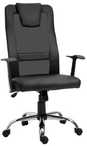 Ergonomická kancelářská židle Vinsetto s nastavitelnou výškou, funkcí houpání a područkami do 120 kg v černé barvě pro pohodlnou práci