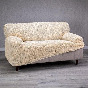 Bielastické potahy FUCO biobavlna smetanové dvojkřeslo (š. 120 - 160 cm)