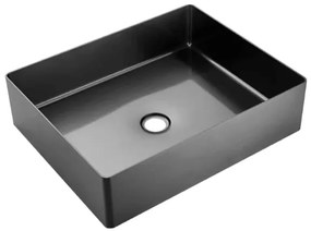 Velazo Nerezové umyvadlo na desku - VE-5035B, 50x35 cm s výpustí Click-Clack, černé
