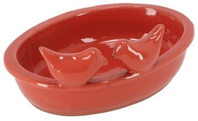 Koupel pro ptáčky DESERT DREAM, keramická, oválná, 30x24x12cm, balení obsahuje 3 ks!|Esschert Design | červená