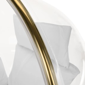 Závěsné křeslo BUBBLE TYP 1 akryl transparentní, ocel zlatá, látka bílá