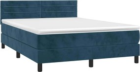 Box spring postel s matrací tmavě modrá 140x200 cm samet 3141369