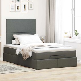Osmanský rám postele s matrací tmavě šedá 120x200cm textil 3313914