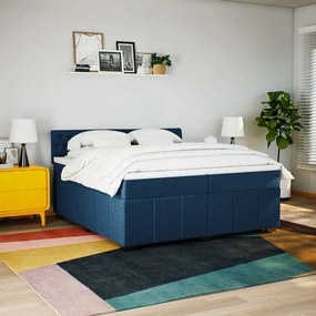 Box spring postel s matrací modrá 200x200 cm textil 3287188