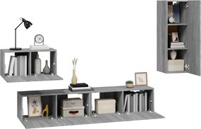 4dílný set TV skříněk šedý sonoma kompozitní dřevo 3114340
