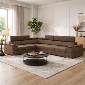 Sedací souprava, látka šedohnědá Taupe, SEGORIA LUX