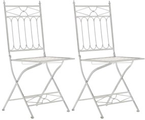 Skládací kovová židle Asina (SET 2 ks) - Bílá antik