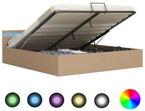 Rám postele LED úložný prostor cappuccino umělá kůže 160x200 cm,  285562