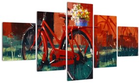 Obraz červeného kola, akrylová malba (125x70 cm)