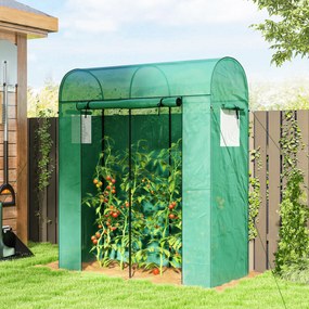 Skleník na rajčata Fóliový skleník s rolovacími dveřmi Okno ze síťoviny Oblouková střecha 170 x 68 x 200 cm Zelený