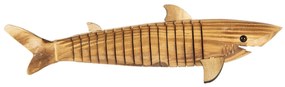 Dřevěná hnědá dekorativní soška žraloka - 32*5 cm