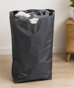 koš na prádlo, objem 60 l, s víkem, oxford/bambus, 66x41x22 cm, šedá/přírodní, Dekorino KP20260010