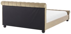 Sametová vodní postel 160 x 200 cm béžová AVALLON Beliani