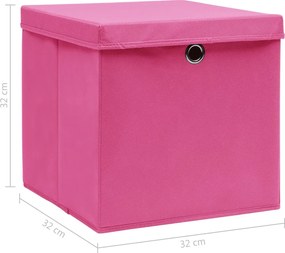vidaXL Úložné boxy s víky 4 ks modré 32 x 32 x 32 cm textil [288346] Barva: růžová bez vík