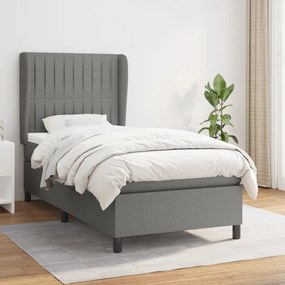 vidaXL Box spring postel s matrací 90x200 cm textil [3128099] Barva: Tmavě šedá