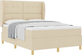 Postel s boxspringem s čelo Krémová 190 x 140 cm textil 3340751