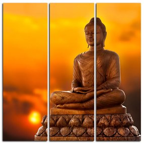 Obraz na plátně - Buddha a západ slunce - čtverec 359B (75x75 cm)