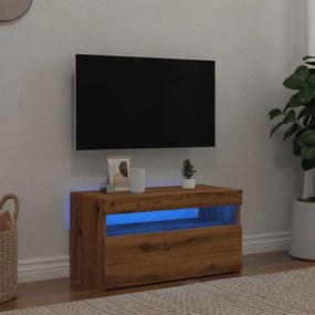 TV stolek s LED dub artisan 75 x 35 x 40 cm kompozitní dřevo