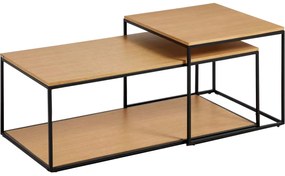 OnaDnes -20% Set dvou dubových konferenčních stolků Kave Home Yoana 100x50/ 50x55 cm