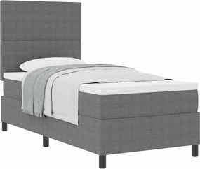 Postel s boxspringem s čelo Světle šedá a bílá 100 x 200 cm 3337543