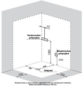 BPS-koupelny Hydromasážní box HYD-Giorgia 100 SA Černý, 100x100 se saunou