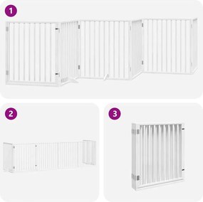 Zábrana pro psy s dvířky skládací 6 panelů bílá 480 cm topol 3155565
