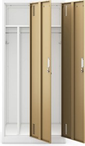 Zaměstnanecká skříňka čtyřkomorová bílá/ořech, 800x1800x500 mm: KACPER Eco Design